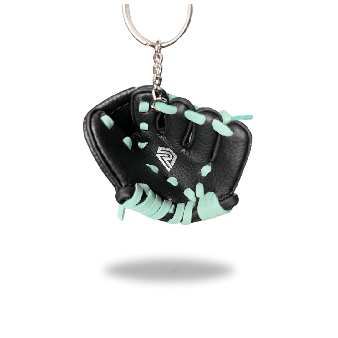 Mini Glove Keychain Black with Teal laces – Twin Seam Sports